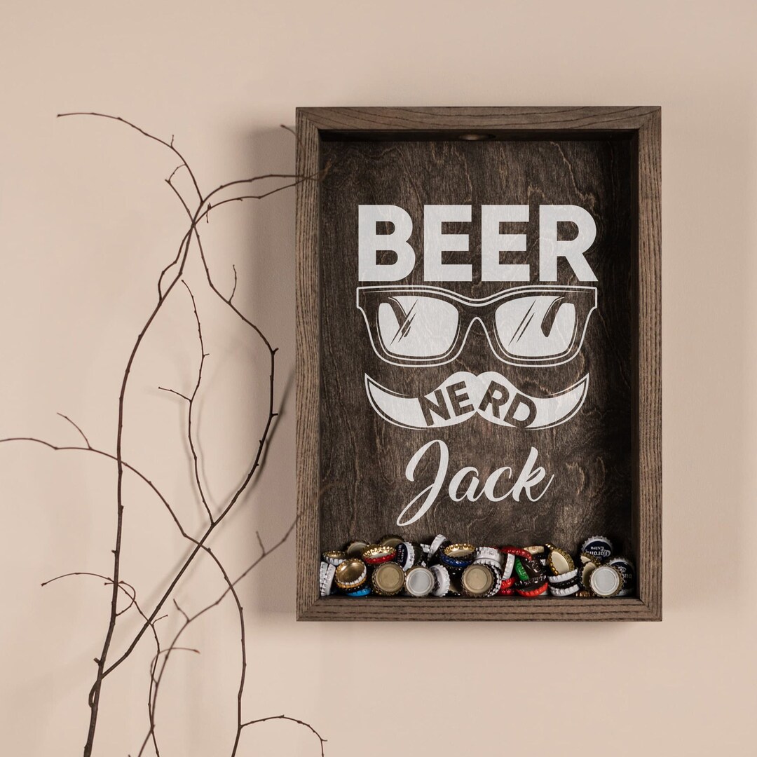 Beer Bottle Cap Holder, Personalized Beer Cap Shadow Box, Wooden Family ...