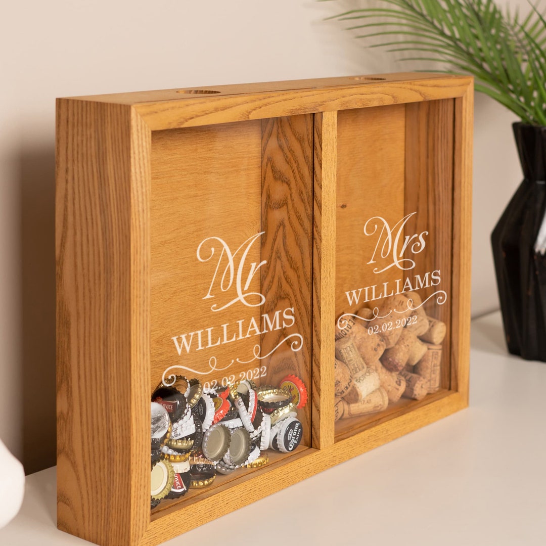 Decorative Bottle Cap Storage Box With Engraved Lid, Wall Mounted ...