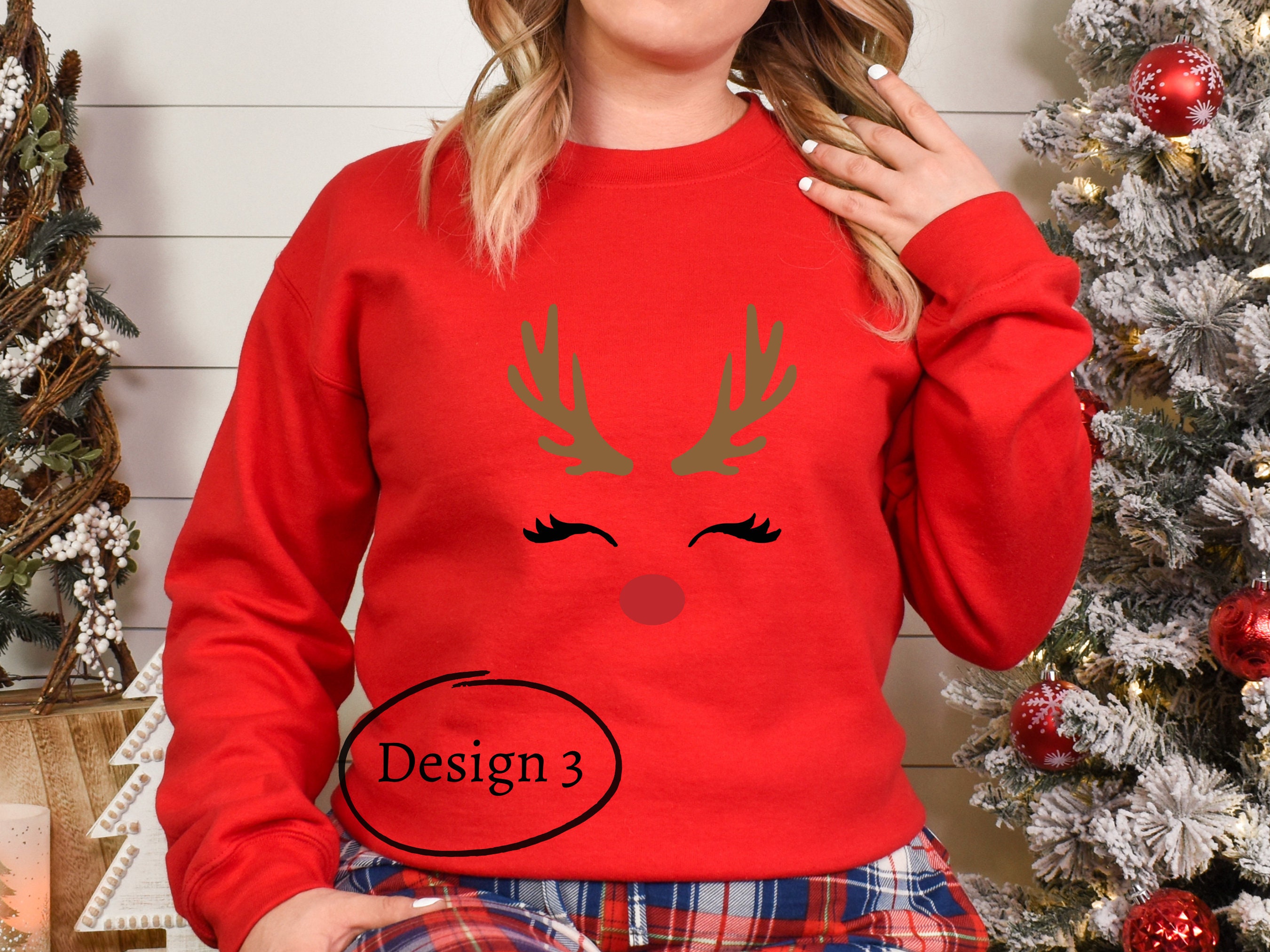 Cute Christmas reindeer sweatshirt | Reindeer antler sweater for women ...