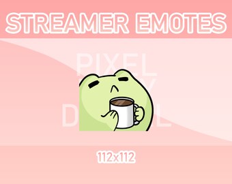 Coffee Cute Frog Animated Emote Sip Emote for Twitch and Discord and ...