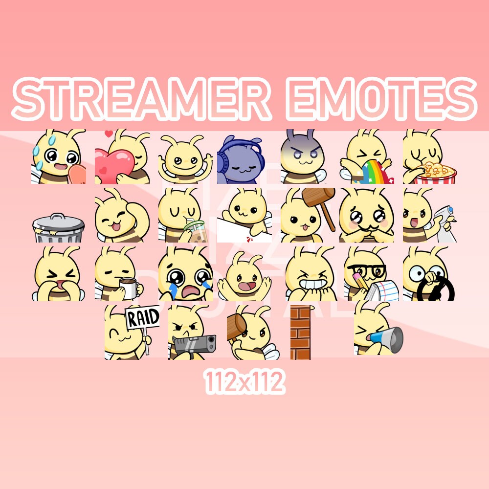Animated Twitch, Discord and Kick Emotes - Animated Bee Pack (set of 26 ...
