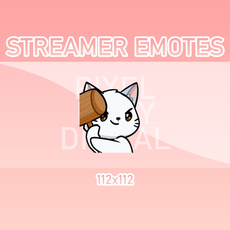 Animated Twitch, Discord and Kick Emotes - Animated White Cat Hammer - Etsy