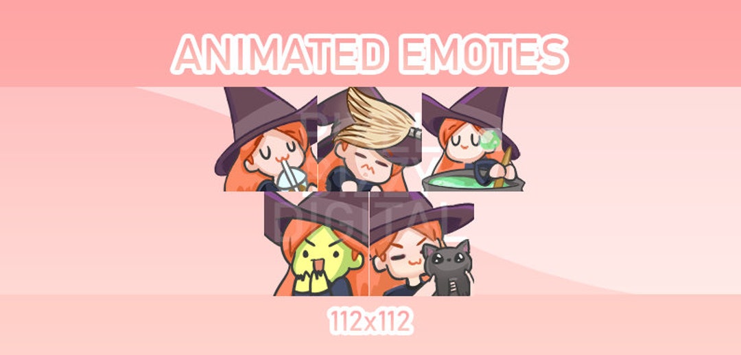 Animated Halloween Witch Emotes for Twitch, Discord, Kick (set of 5) - Etsy