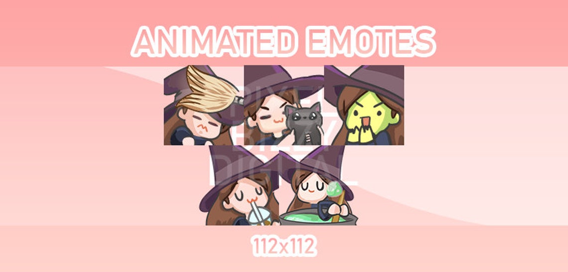 Animated Halloween Witch Emotes, Twitch, Kick, Discord (set of 5) - Etsy