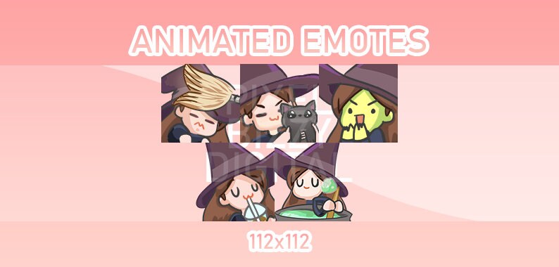 Animated Halloween Witch Emotes, Twitch, Kick, Discord (set of 5) - Etsy