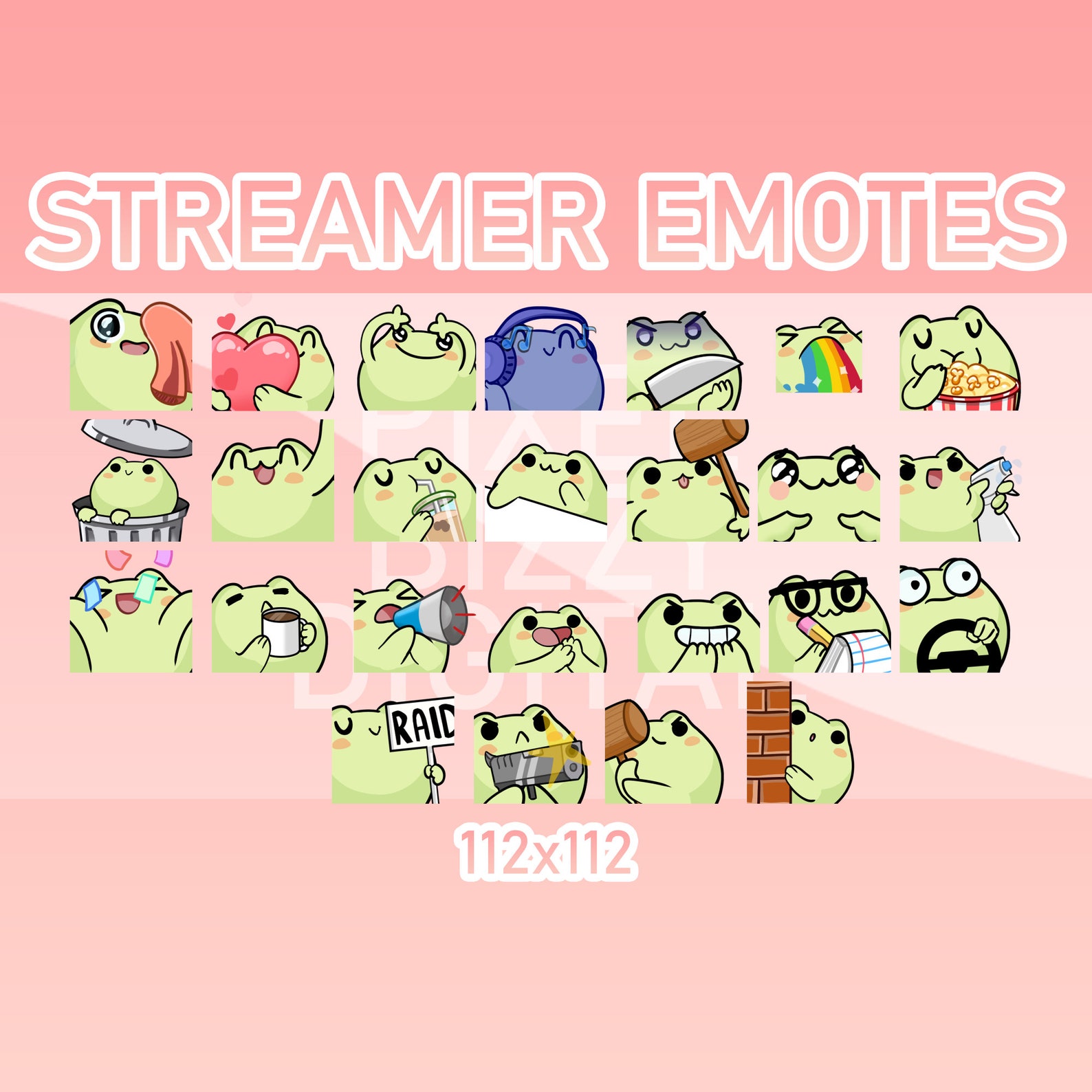 Animated Twitch, Discord and Kick Emotes - Animated Round Frog Pack ...