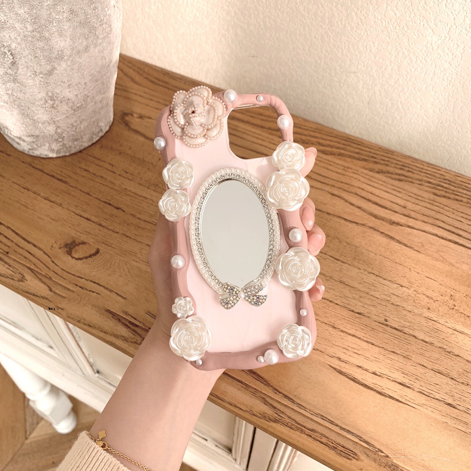 Pink Flower Iphone 13 Pro Max Case Mirror Iphone 13 Case - Etsy