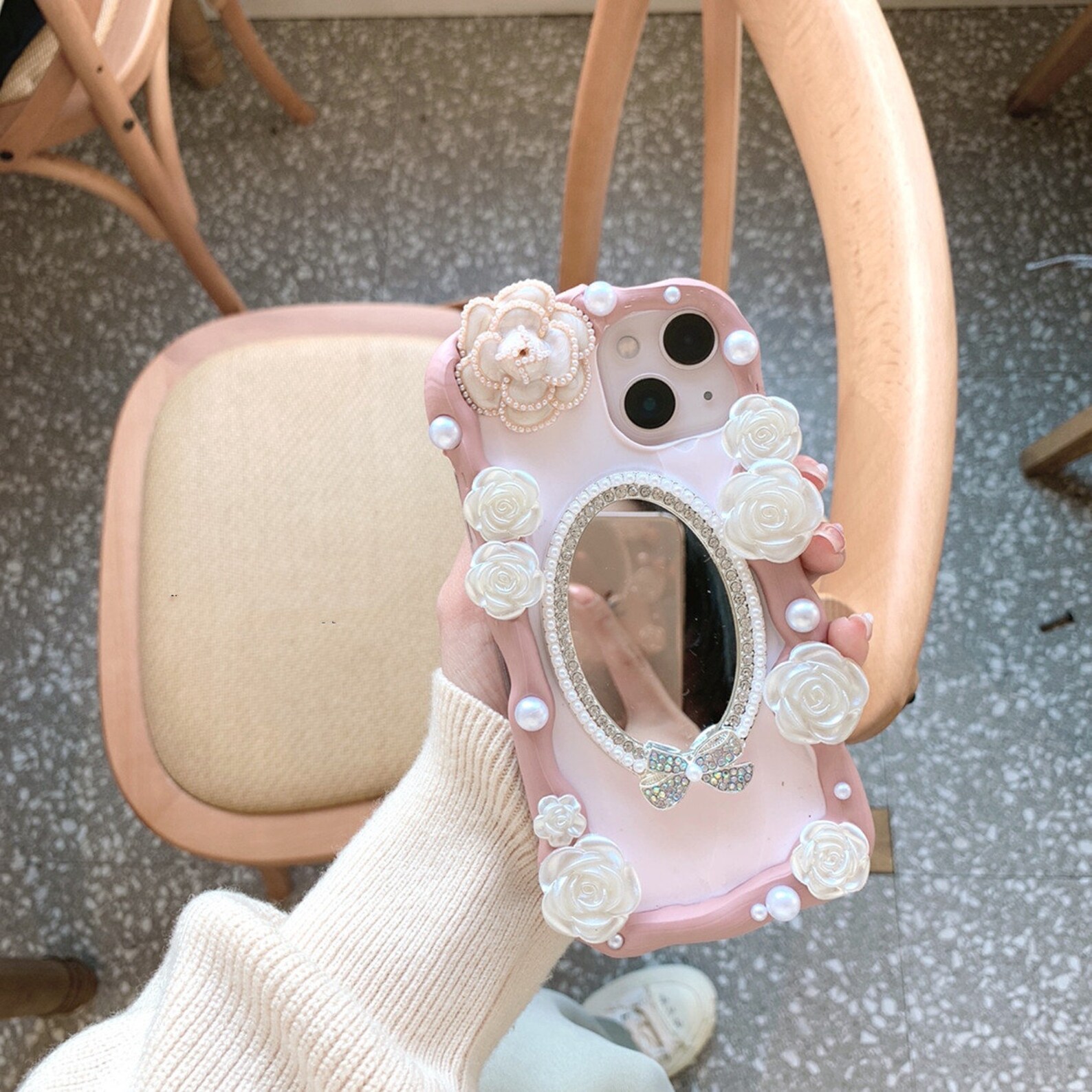 Pink Flower Iphone 13 Pro Max Case Mirror Iphone 13 Case - Etsy