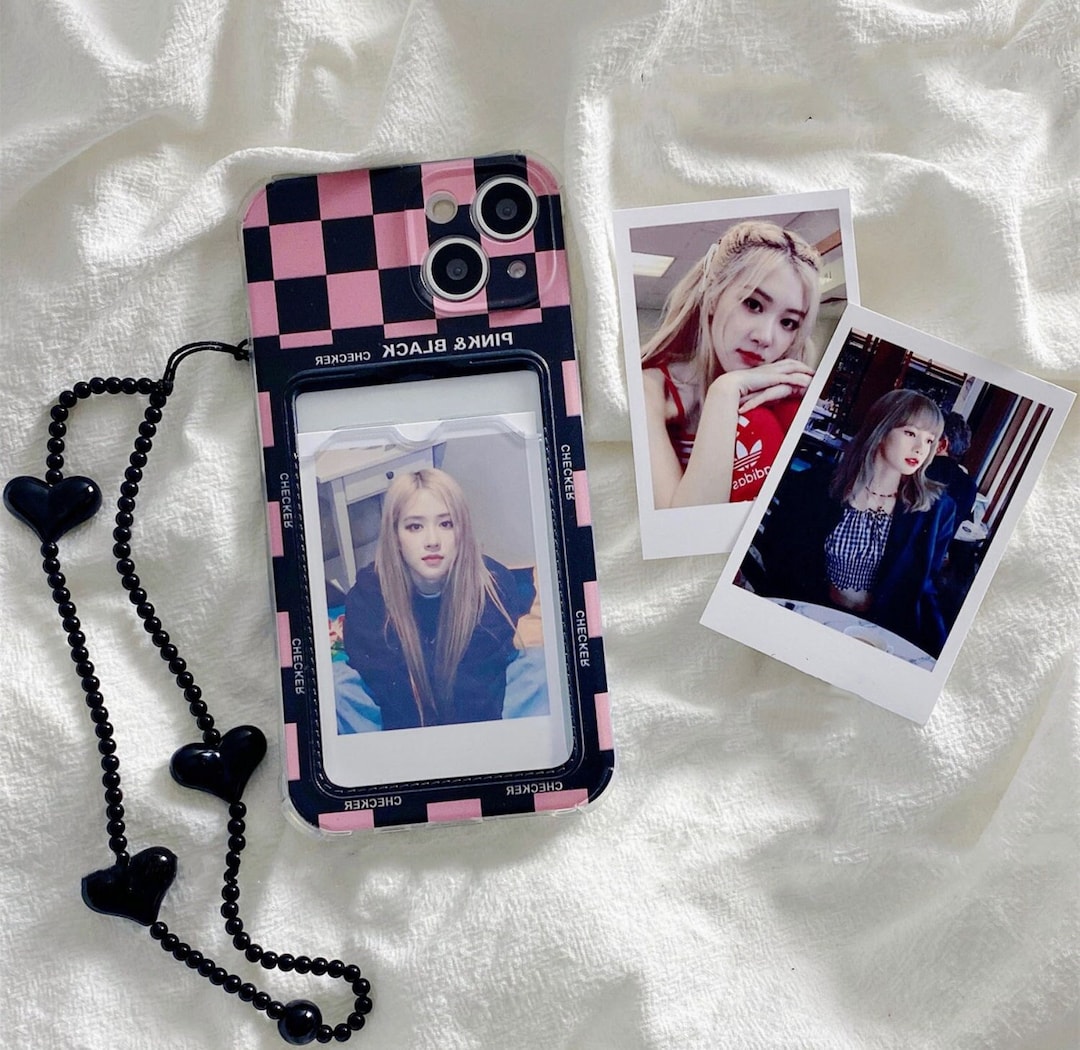 Black Pink Photocard Phone Case With Charm, Custom Kpop Photocard Phone ...