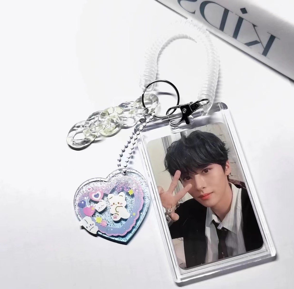 Kpop Pink Photocard Holder Acrylic Heart Photocard Keychain - Etsy