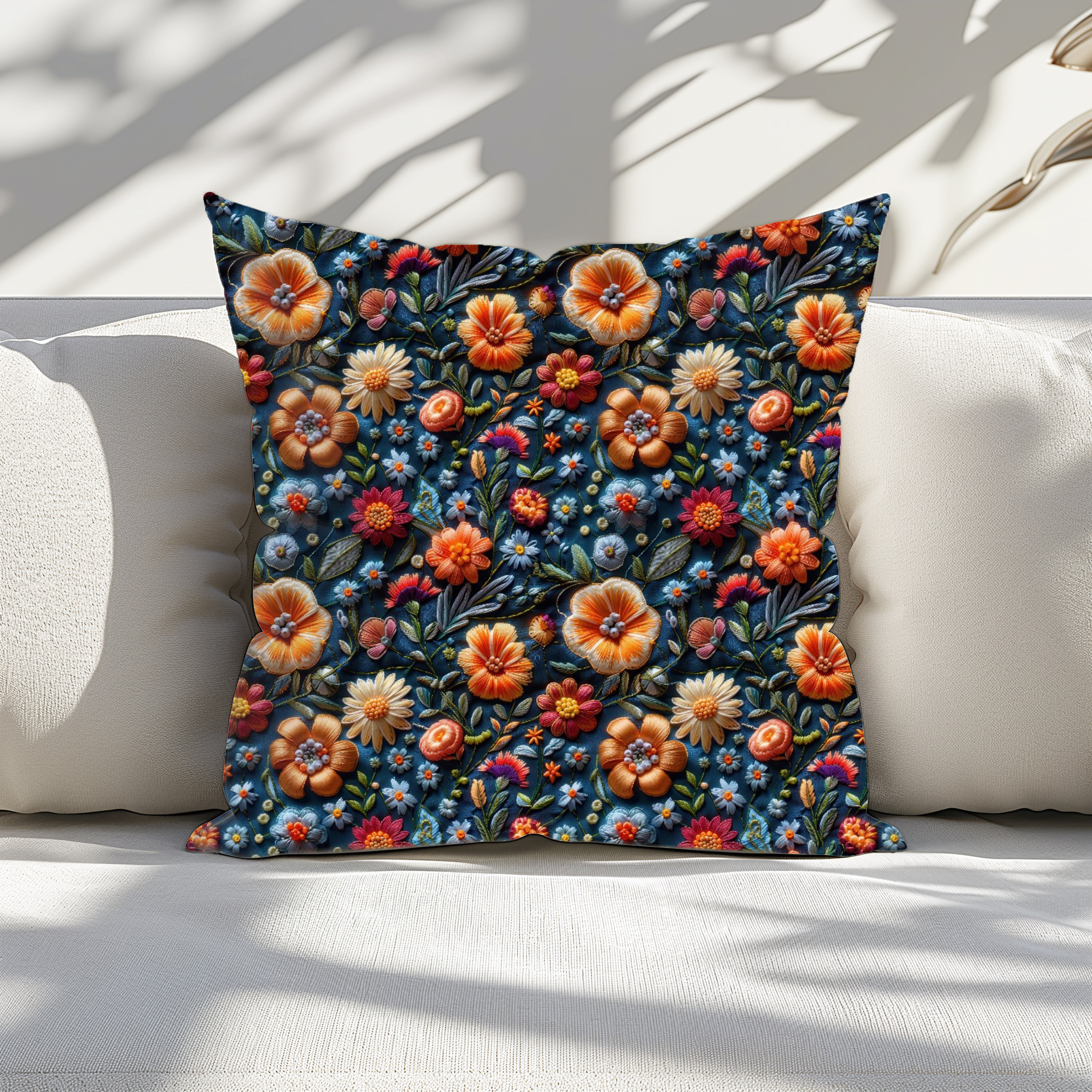Vibrant Floral Faux Embroidery Seamless Digital Design, Floral Design ...