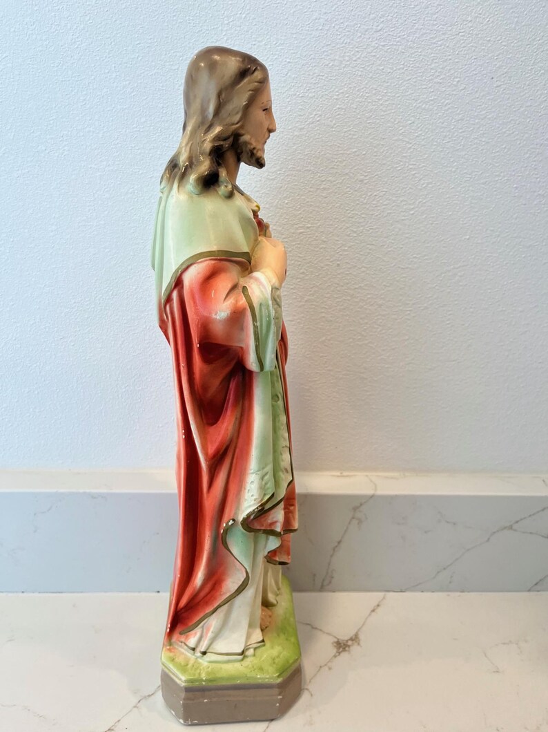 Vintage Sacred Heart of Jesus Statue 16.5" - Etsy