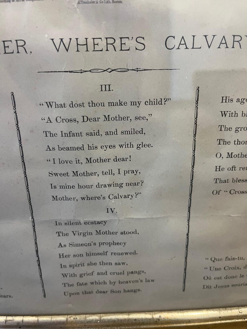 Antique Holy Family Print With Text, "mother, Where's Calvary?" - Etsy