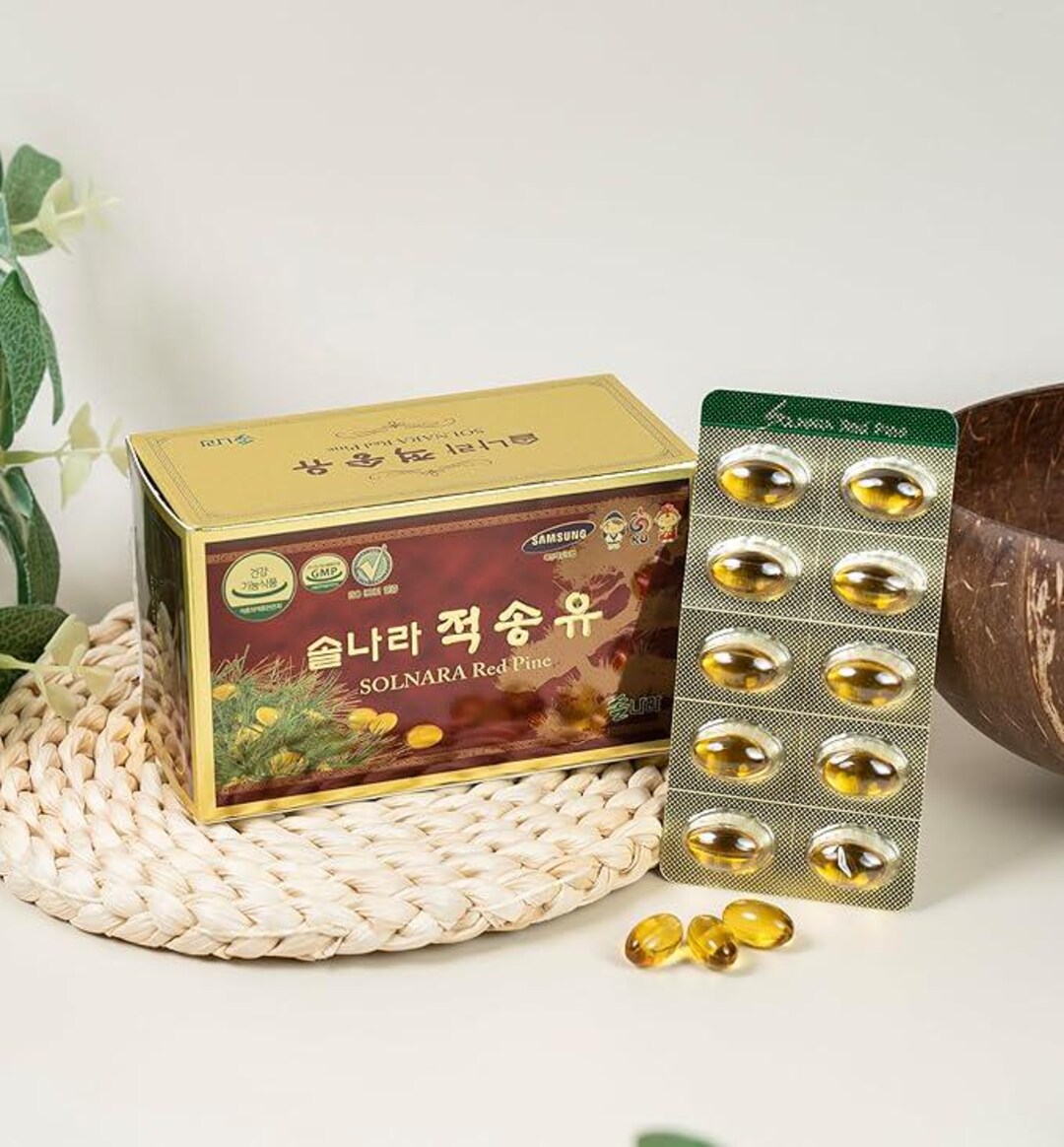 Red Pine Needle Oil Supplement Capsule Type, 1box 60 Capsules, 100% ...