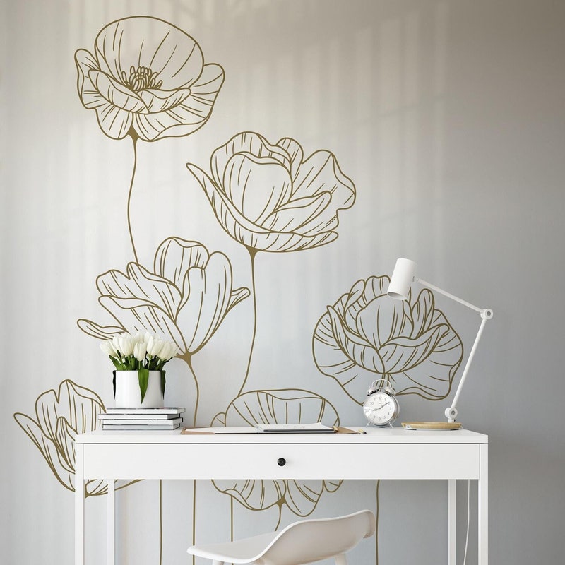Poppy Flower Wall Decal - Etsy