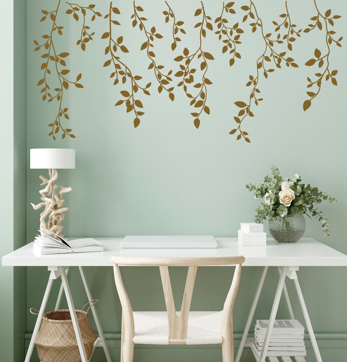Hanging Leaves Wall Decal Plants Wall Decor Tropical Leaves - Etsy