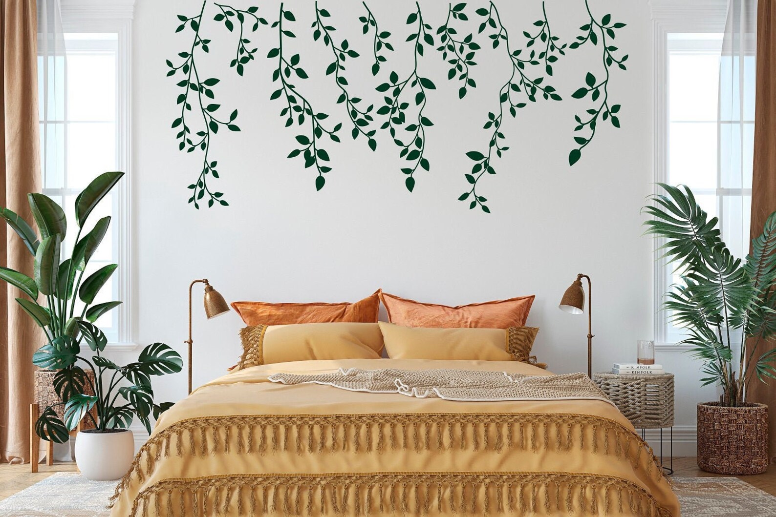 Hanging Leaves Wall Decal Plants Wall Decor Tropical Leaves - Etsy