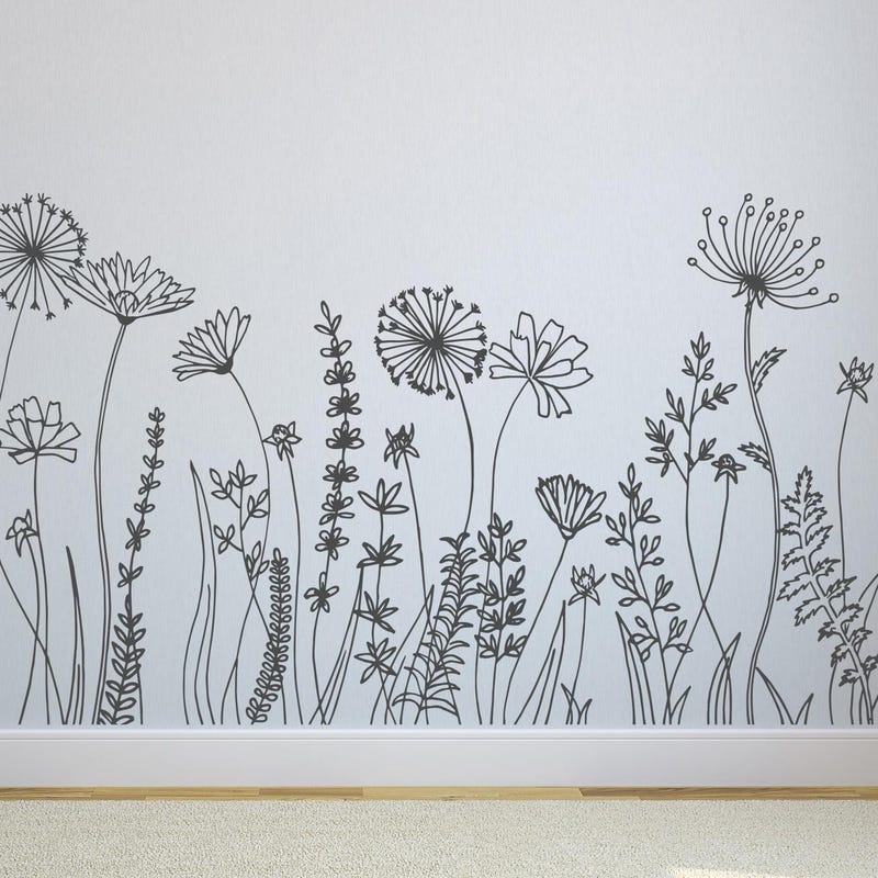 Black Flower Wall Stickers - Etsy