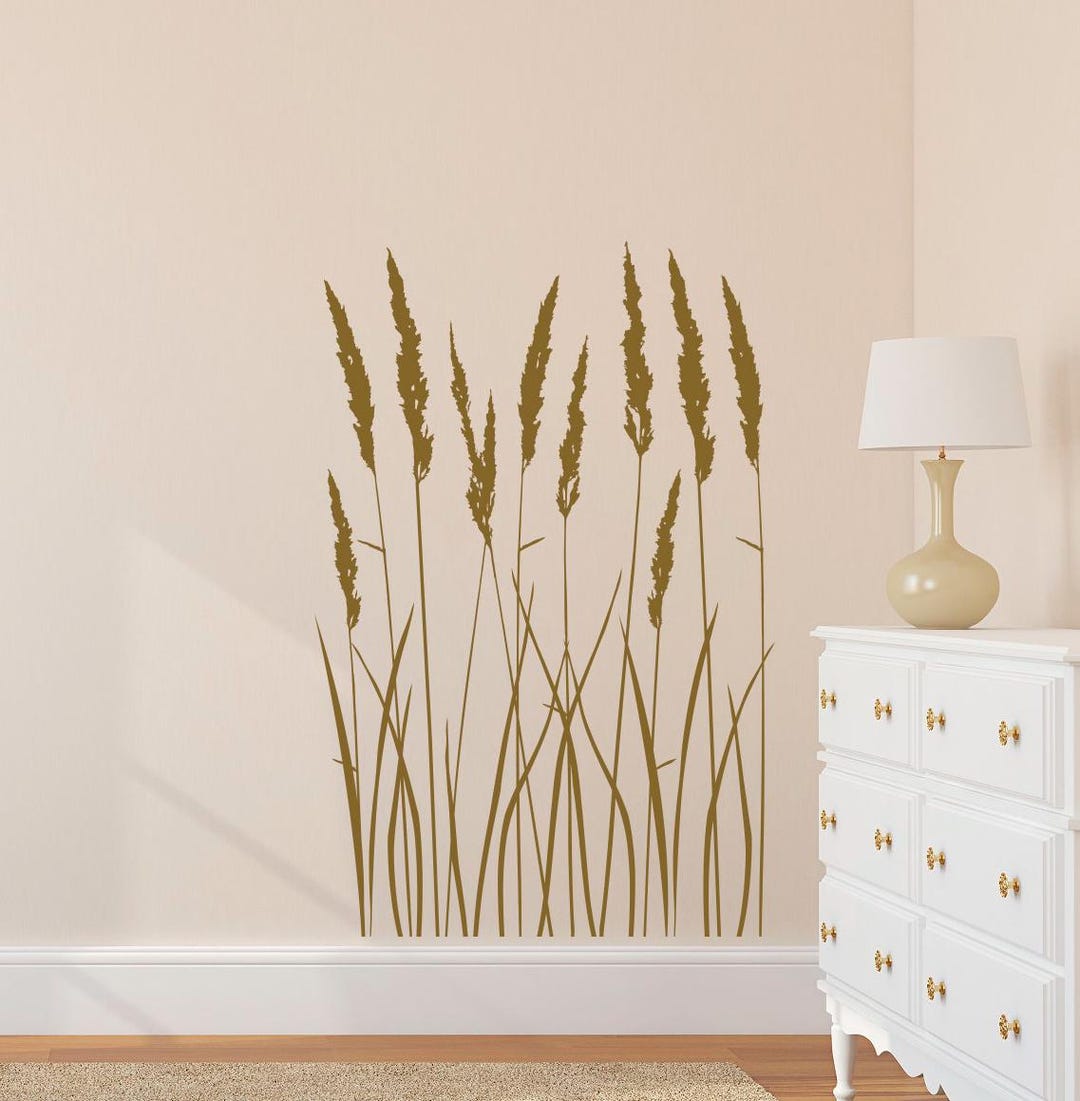 Tall Grass Vinyl Wall Decal: Reed Plant Home Decor, Nature Art, Wheat ...