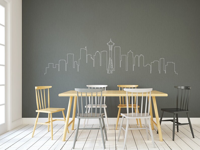 Seattle Skyline Wall Decal: Vinyl Outline Cityscape Art MW135 - Etsy
