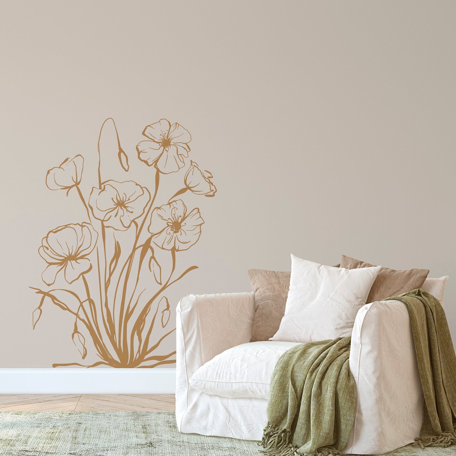 Poppy Wall Art Decal Poppy Flower Wall Sticker Floral Decals | Etsy