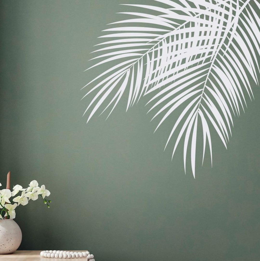 Tropical Palm Leaves Wall Decal: Plants Sticker, Indoor Outdoor Vinyl ...