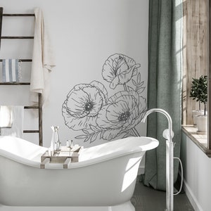 Poppy Wall Decal Poppy Flower Wall Sticker Floral Decor - Etsy