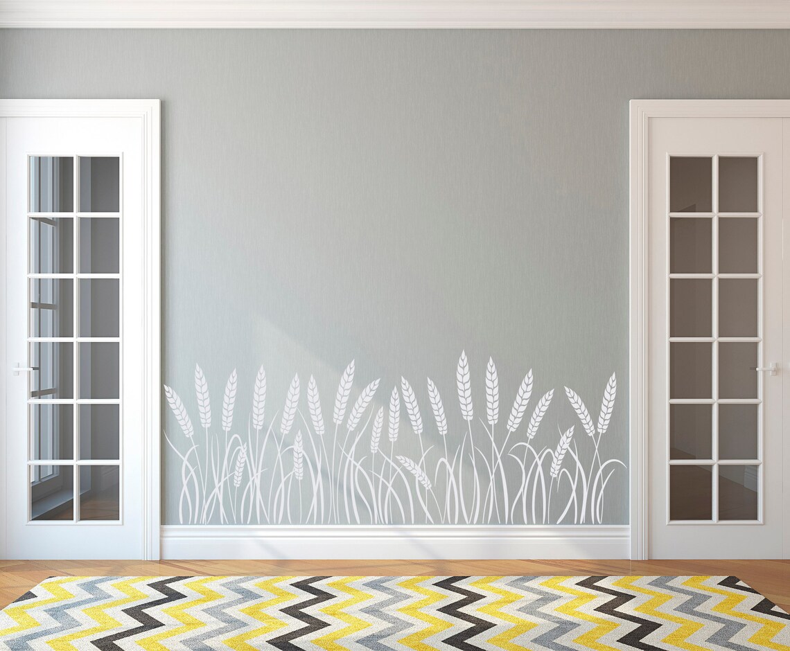 Wheat Grass Wall Decal: Farmhouse Nature Decor, Country Kitchen Art ...