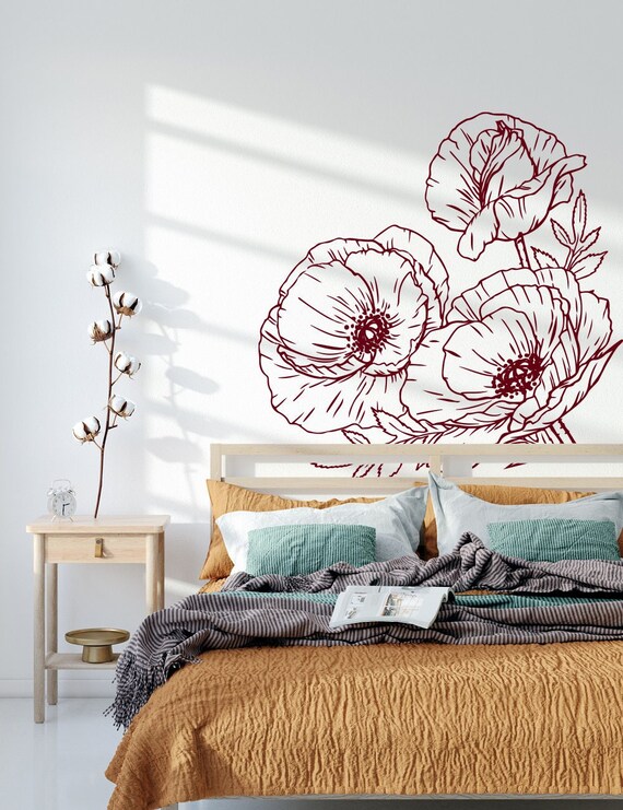 Poppy Wall Decal Poppy Flower Wall Sticker Floral Decor - Etsy