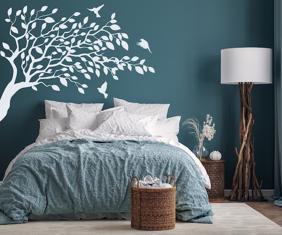 Corner Tree Branch Wall Decal White Tree With Birds Corner | Etsy