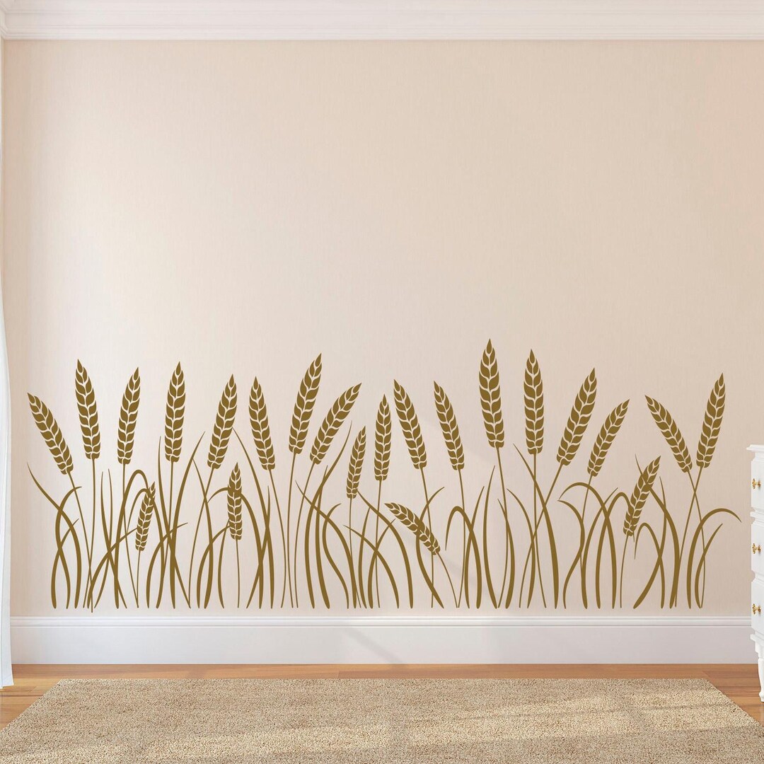 Wheat Grass Wall Decal: Farmhouse Nature Decor, Country Kitchen Art ...
