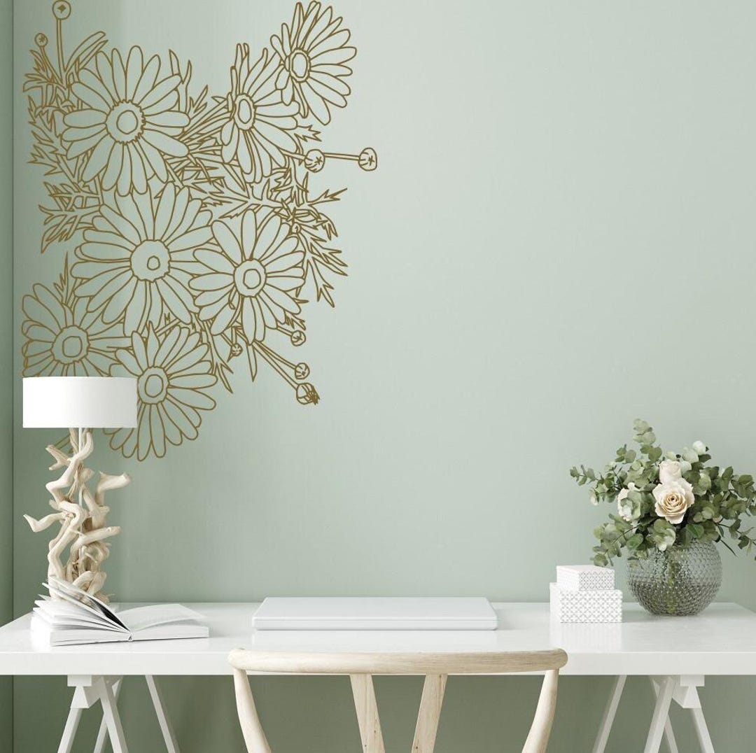 Daisy Wall Decal, Daisy Flower Corner Decor, Daisy Flower Vinyl ...
