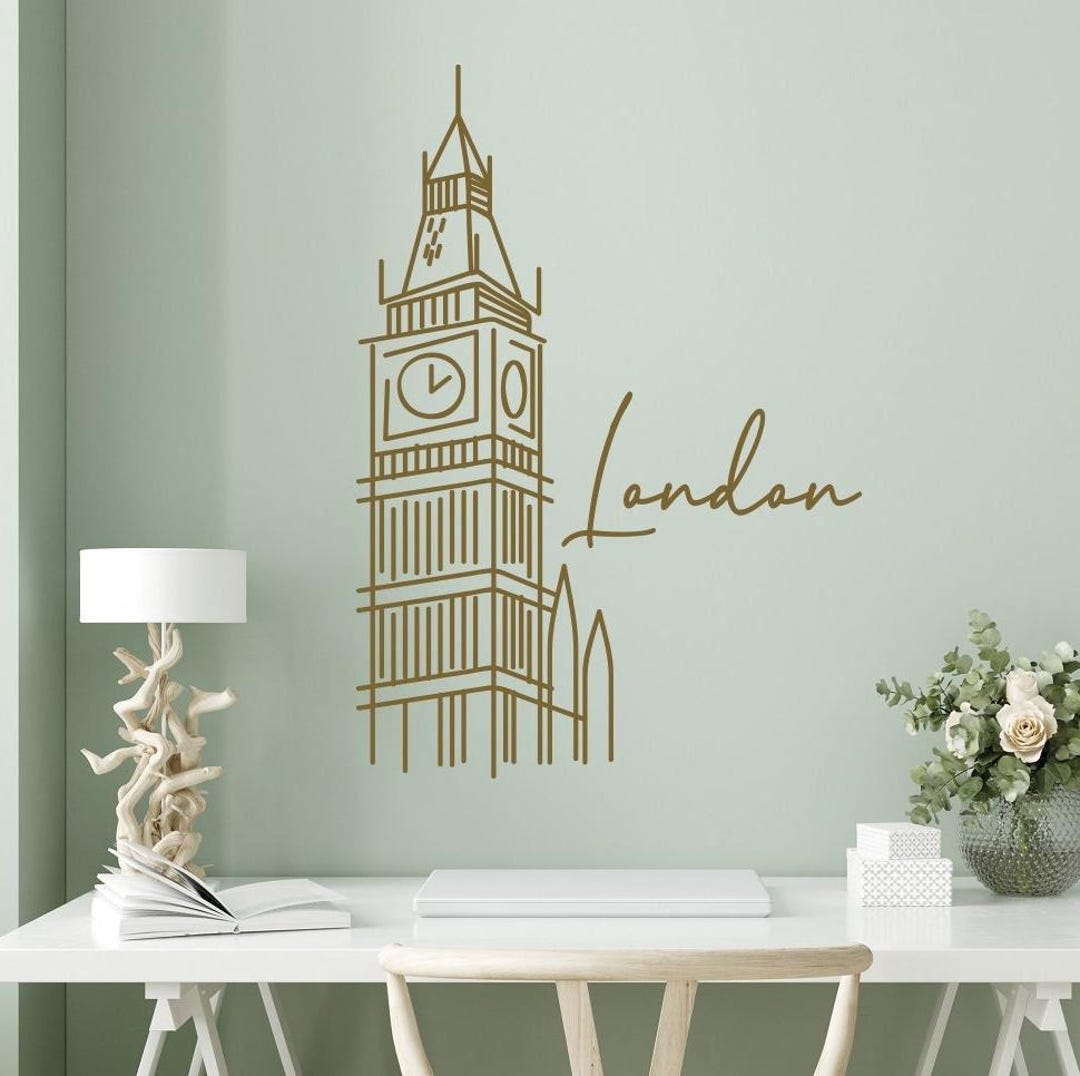 Big Ben London Wall Art Sticker, Big Ben Clock Wall Decal, London Icons ...