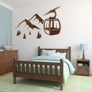 Ski Lift Wall Decal, Ski Lift Chair Vinyl Sticker, Winter Themed Decal ...