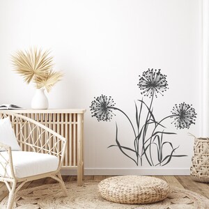 Dandelion Wall Art Decal, Dandelion Flower Wall Sticker, Floral Decals ...