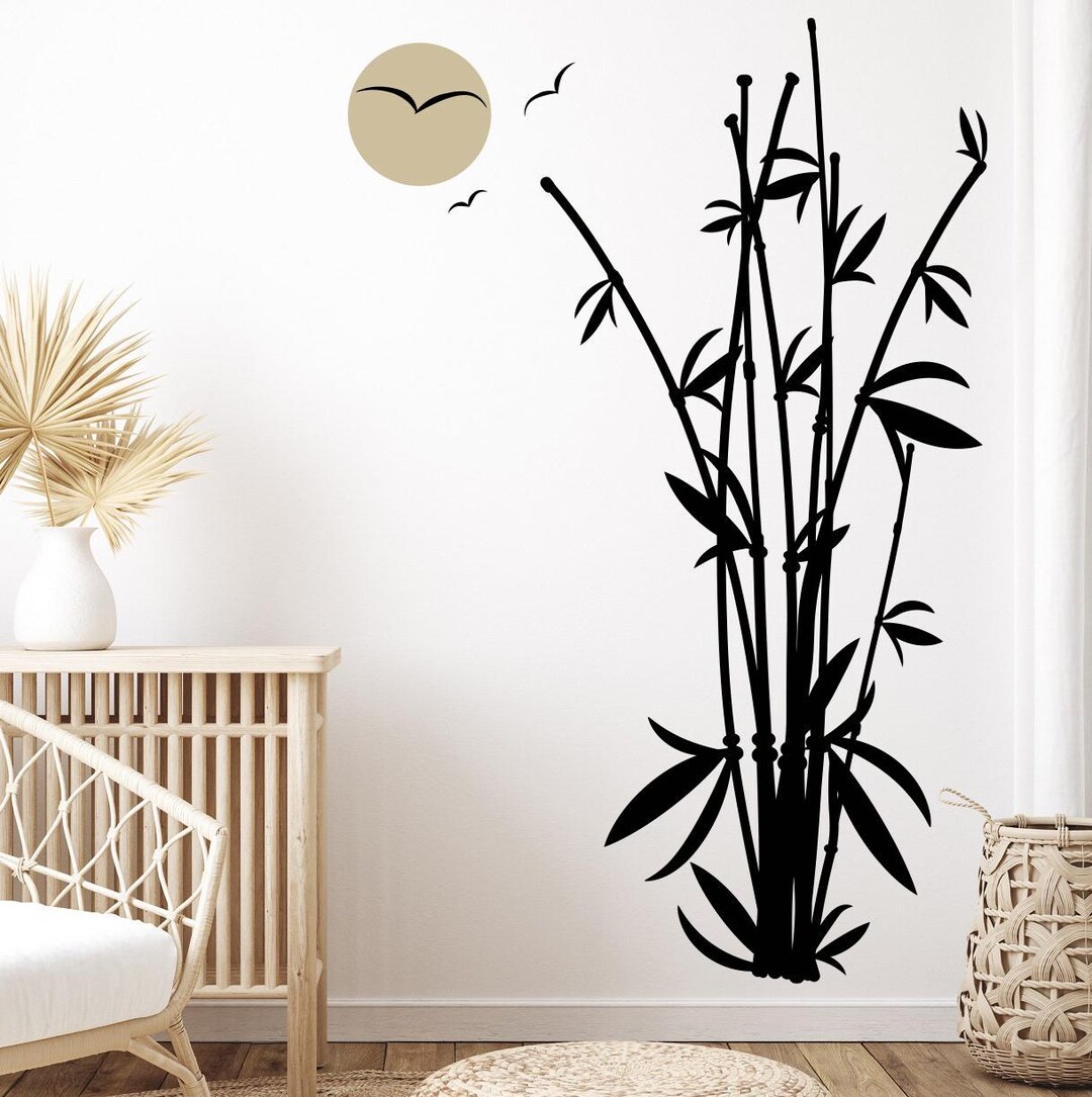 Bamboo Tree Wall Decal, Bamboo Leaves Sticker, Bamboo Branches Nature ...