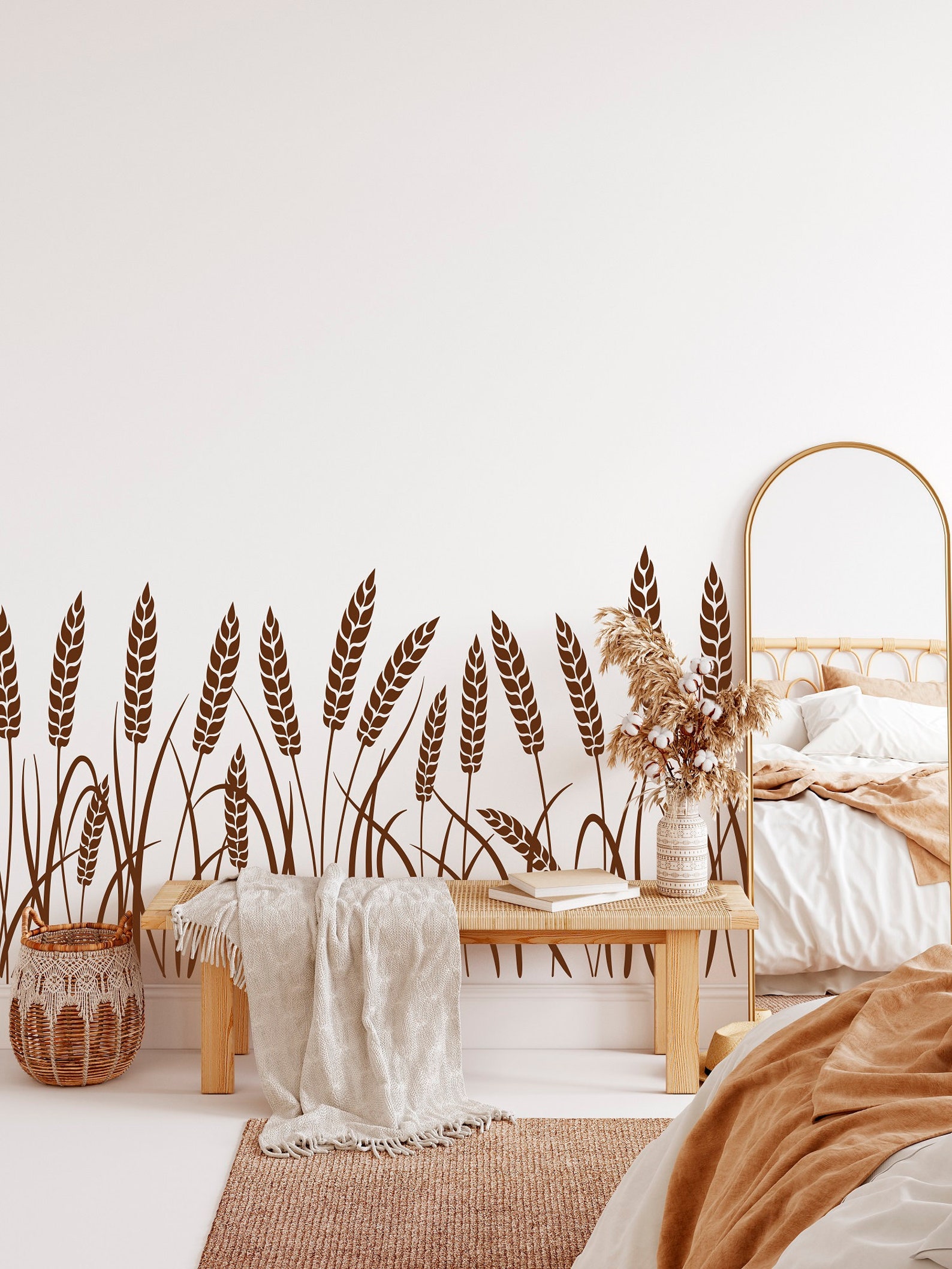 Wheat Grass Wall Decal: Farmhouse Nature Decor, Country Kitchen Art ...