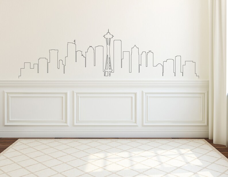 Seattle Skyline Wall Decal: Vinyl Outline Cityscape Art MW135 - Etsy