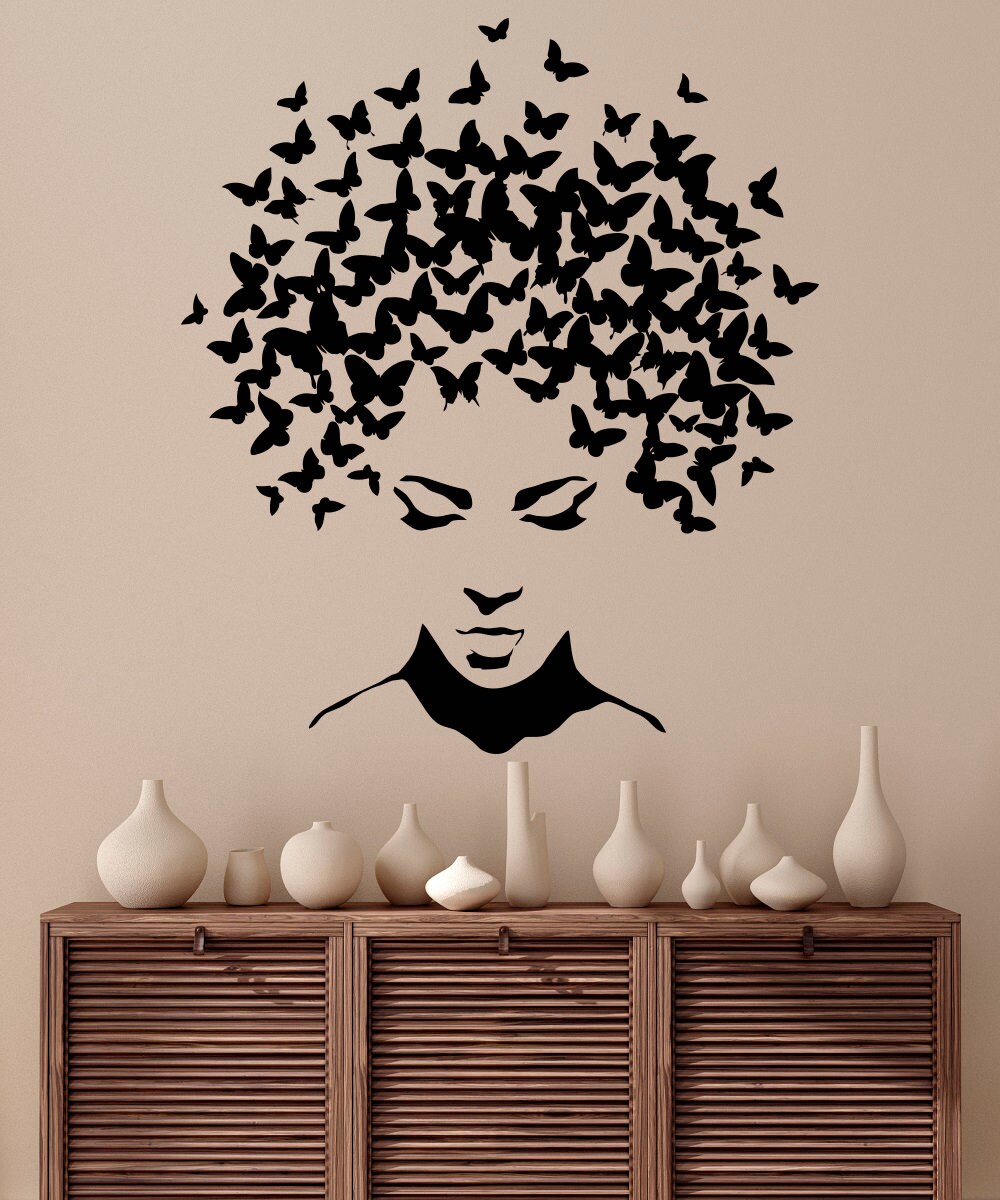 Butterflies in the Head Wall Decal Butterflies Wall Decor - Etsy