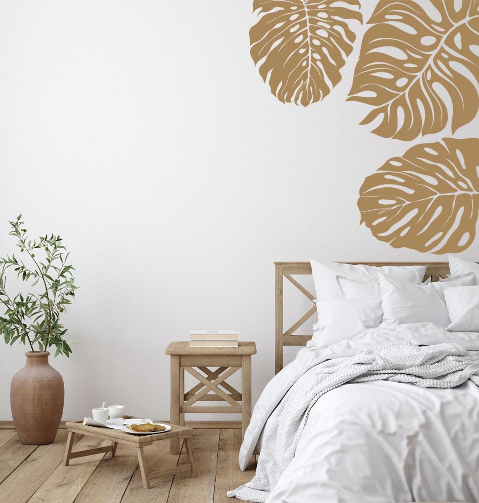 Monstera Leaf Wall Decal: Tropical Home Decor, Monstera Corner Sticker ...