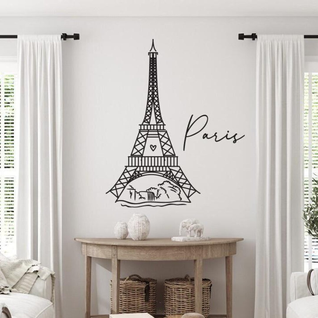Eiffel Tower Paris Wall Art Sticker, France Wall Decal, Paris Icons ...