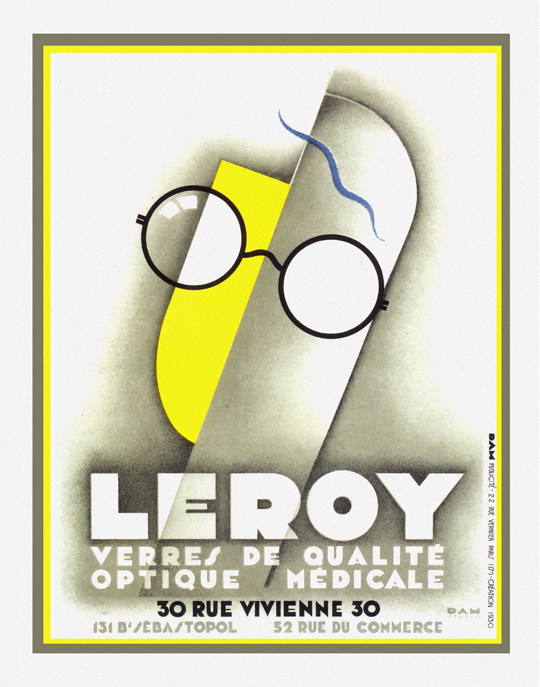 Art Deco, Leroy Optics, Poster Reprinted on Durable Cotton Canvas, 50 X ...