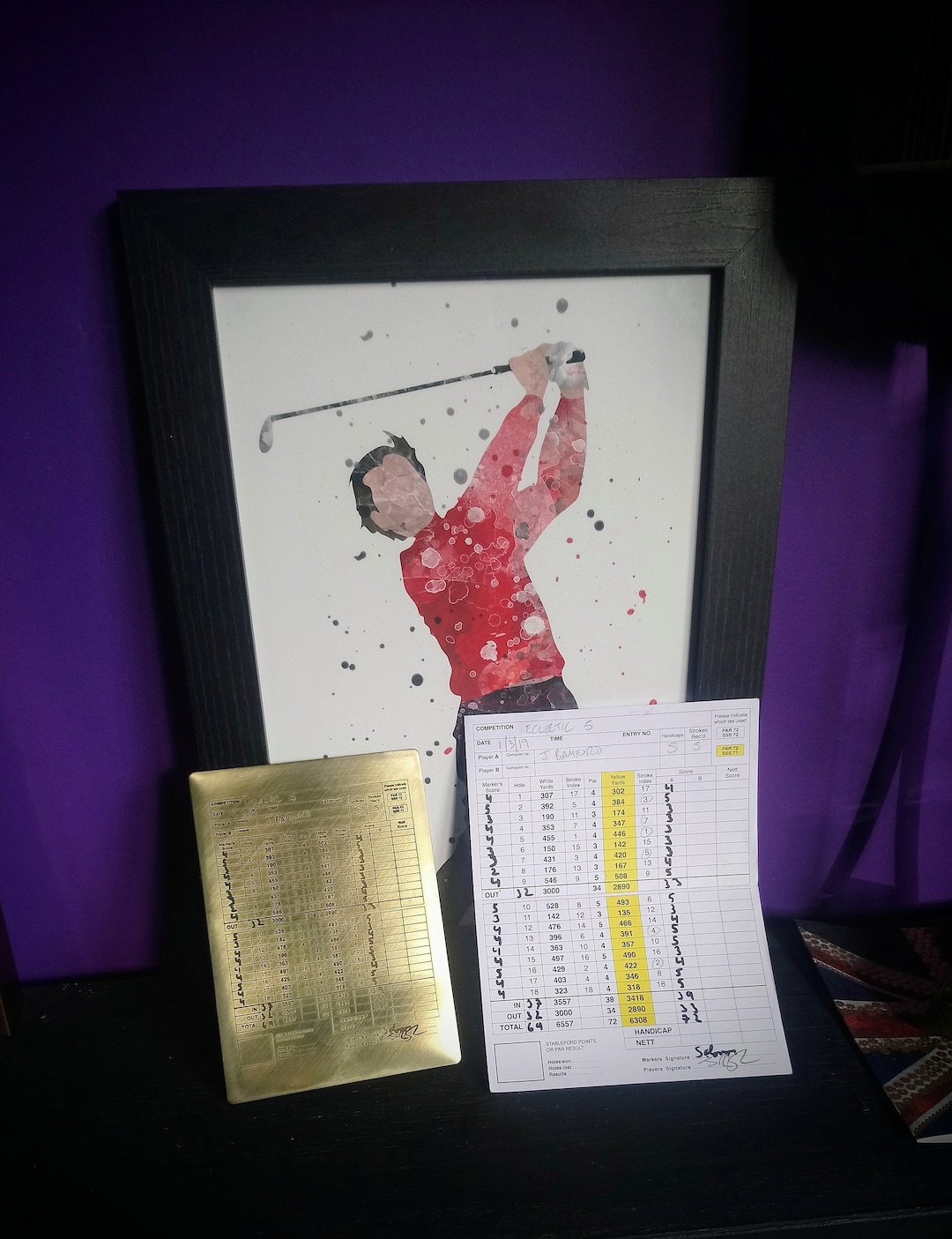 Metal Engraved Golf Scorecard Conversion. Brass, Copper or Steel Plaque ...