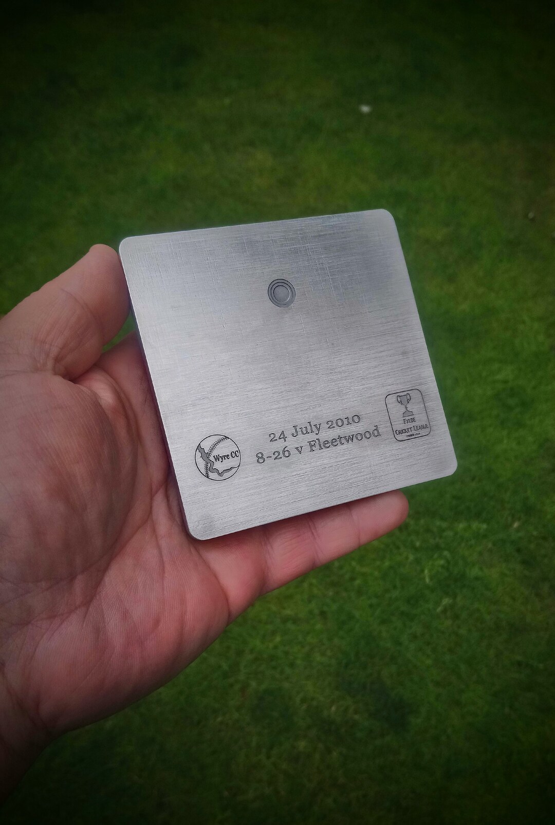 Cricket Ball Metal Display Stand - Engraved Personalisation. Hole in ...