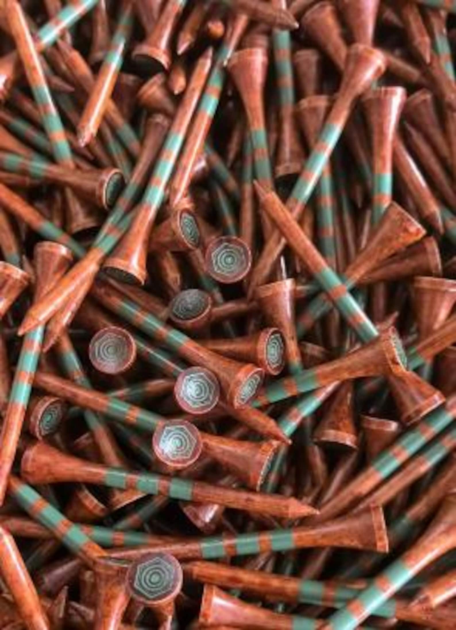 Bamboo Golf Tees X 25 - Retro Style Dark Wood With Green Stripes ...