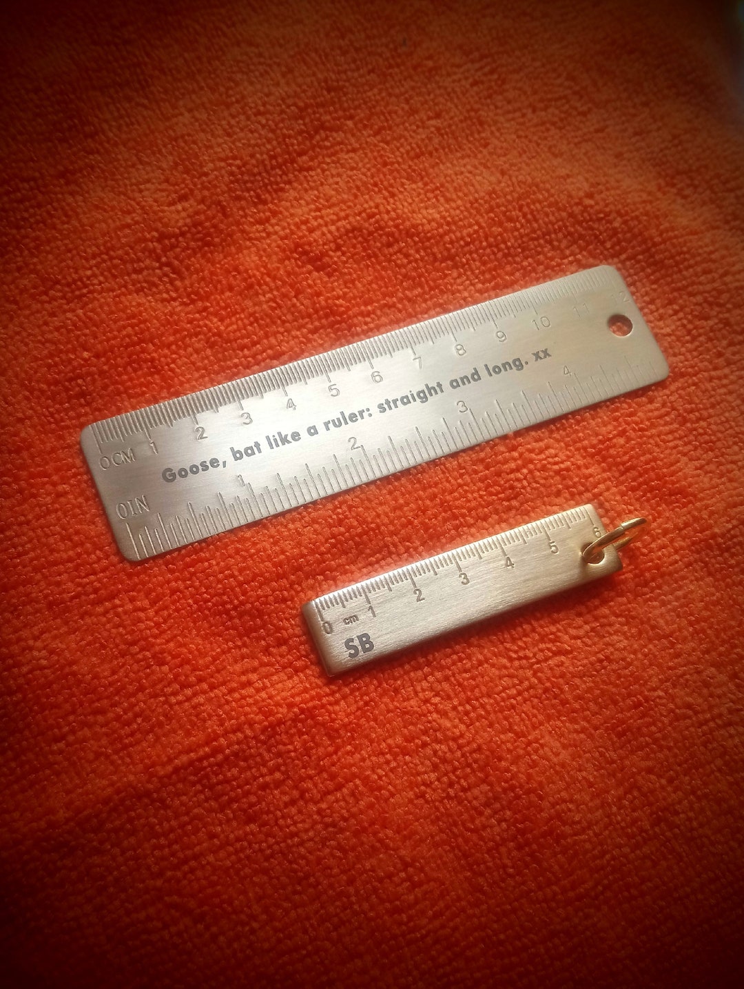 Brass Monogrammed Ruler and Keyring Set - Personalised With Laser ...