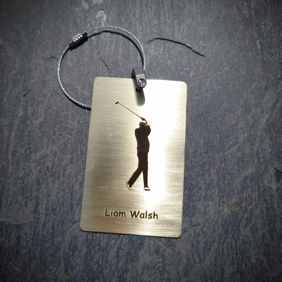 Bespoke Metal Golf Bag Tag Any Design - Brass With Custom Personalised ...