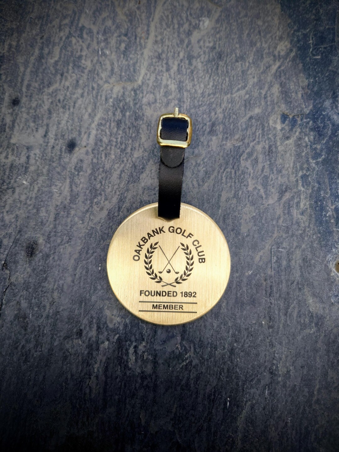 Bespoke Brass Metal Golf Bag Tag Any Design With Leather Strap and ...