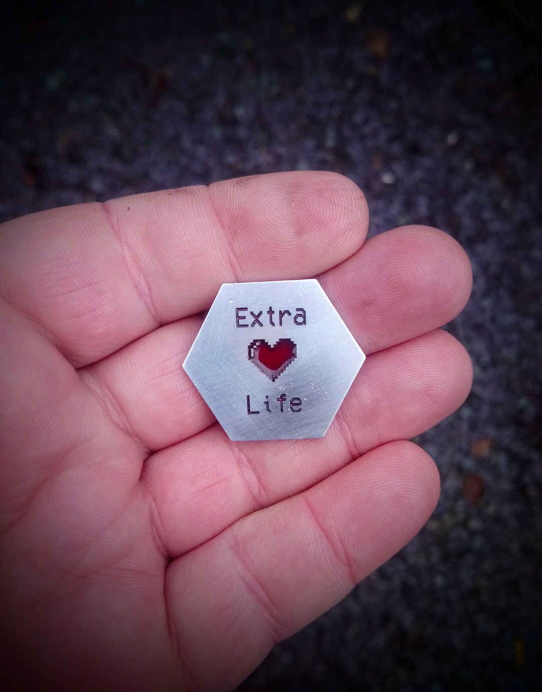 Extra Life & Game Over - Metal Hexagon Decision Coin. RPG Board Game ...