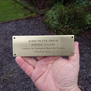 Custom Engraved Copper or Brass Plaque. Memorial Bench. Handwriting ...
